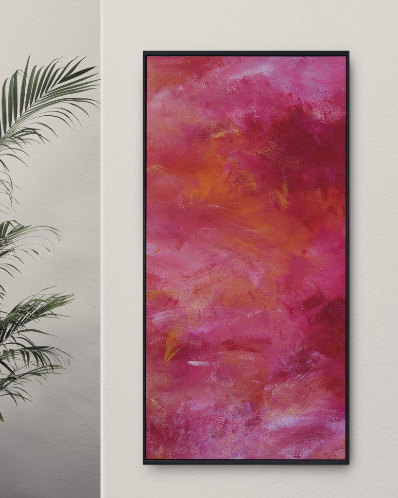 Pink Abstract Art | Vertical Wall Art | Framed Canvas Art Print