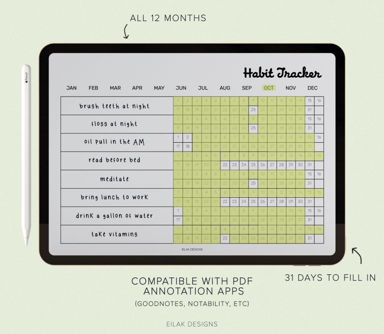 Monthly Habit Tracker Landscape | Digital Download