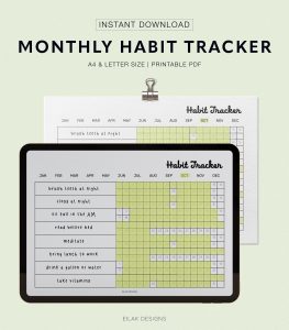 Monthly Habit Tracker Landscape | Digital Download
