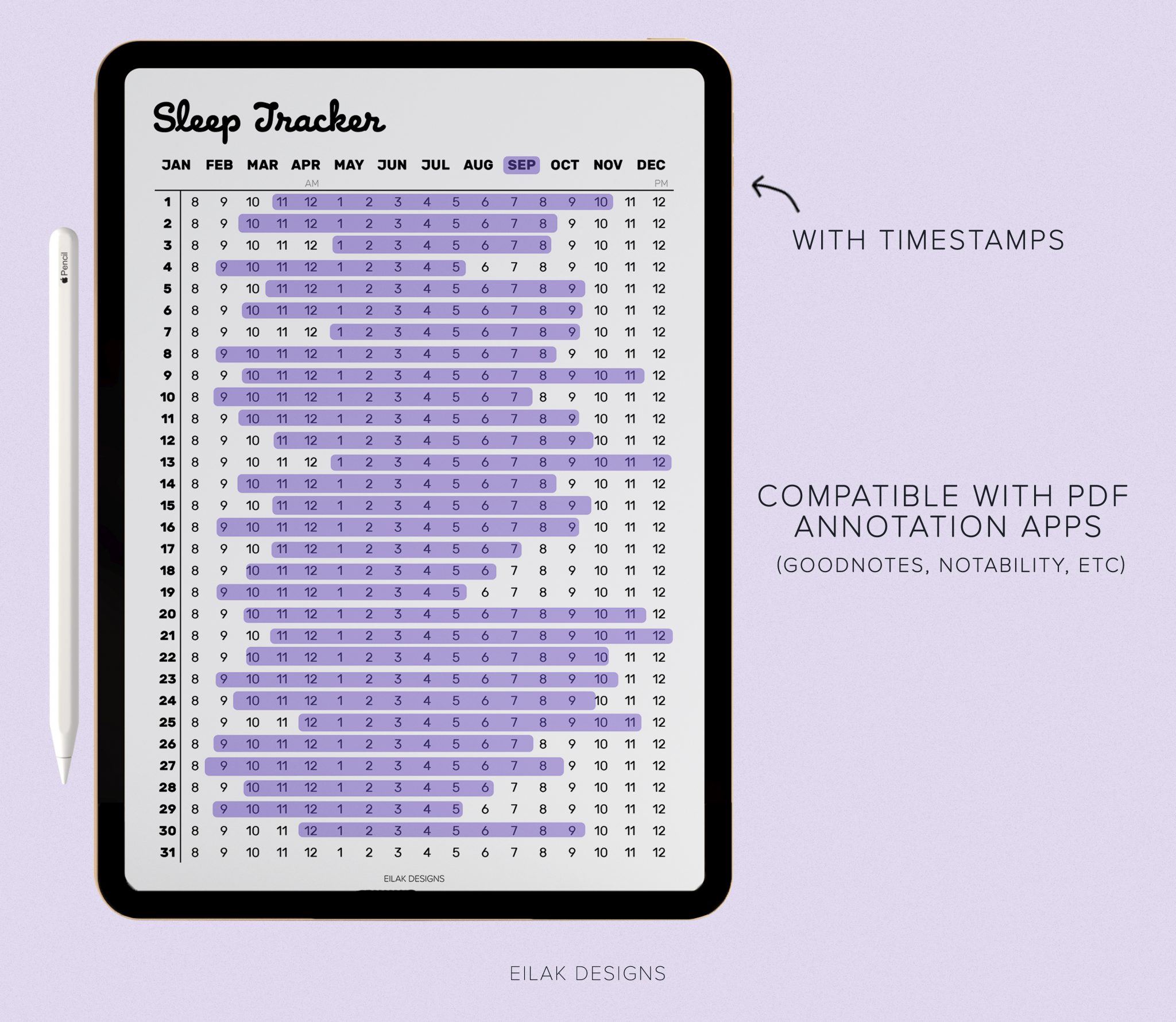 Sleep Tracker | GoodNotes Template | Digital Download