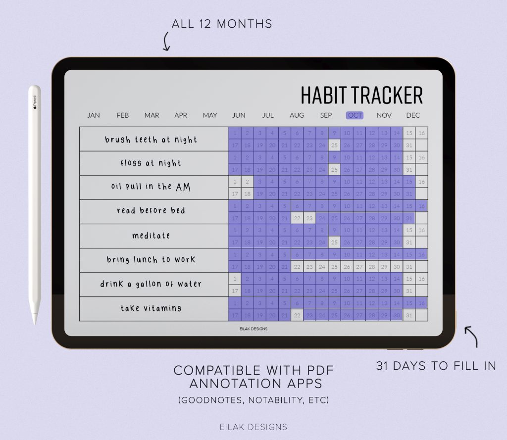 Minimalistic Habit Tracker Landscape | Digital Download