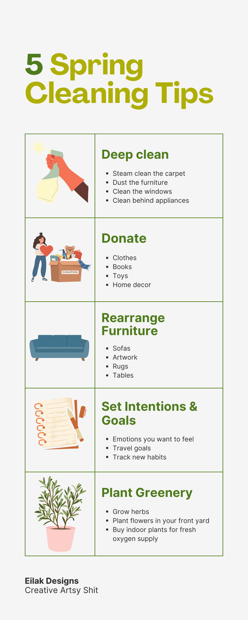 5 Spring Cleaning Tips - Eilak Designs