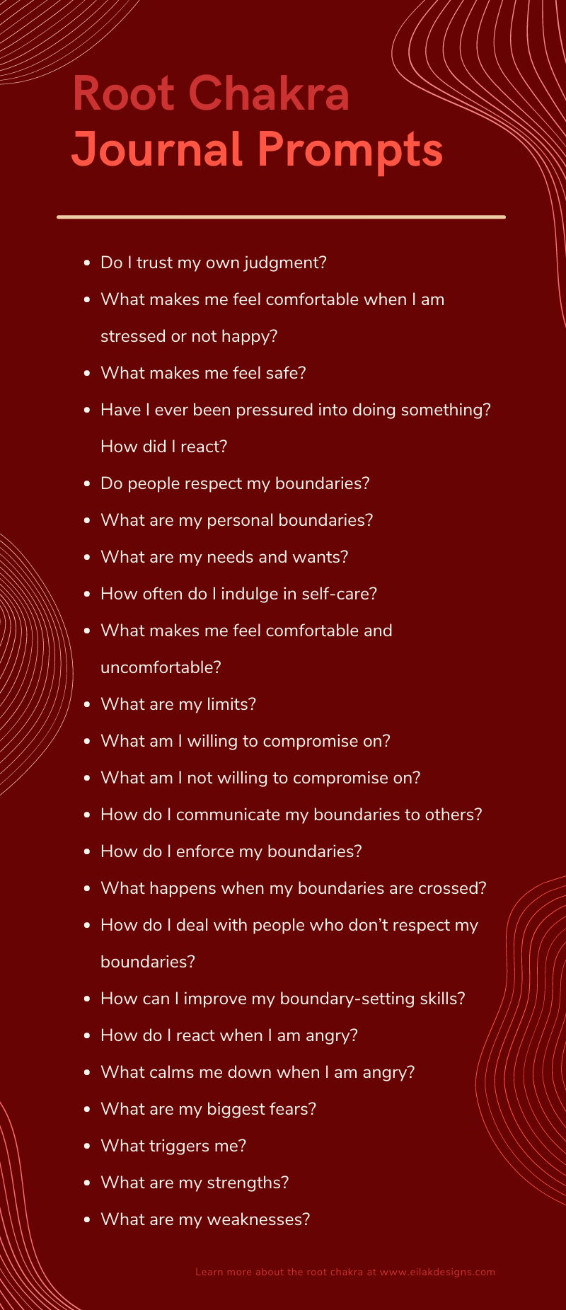 90 Root Chakra Journal Prompts - Eilak Designs