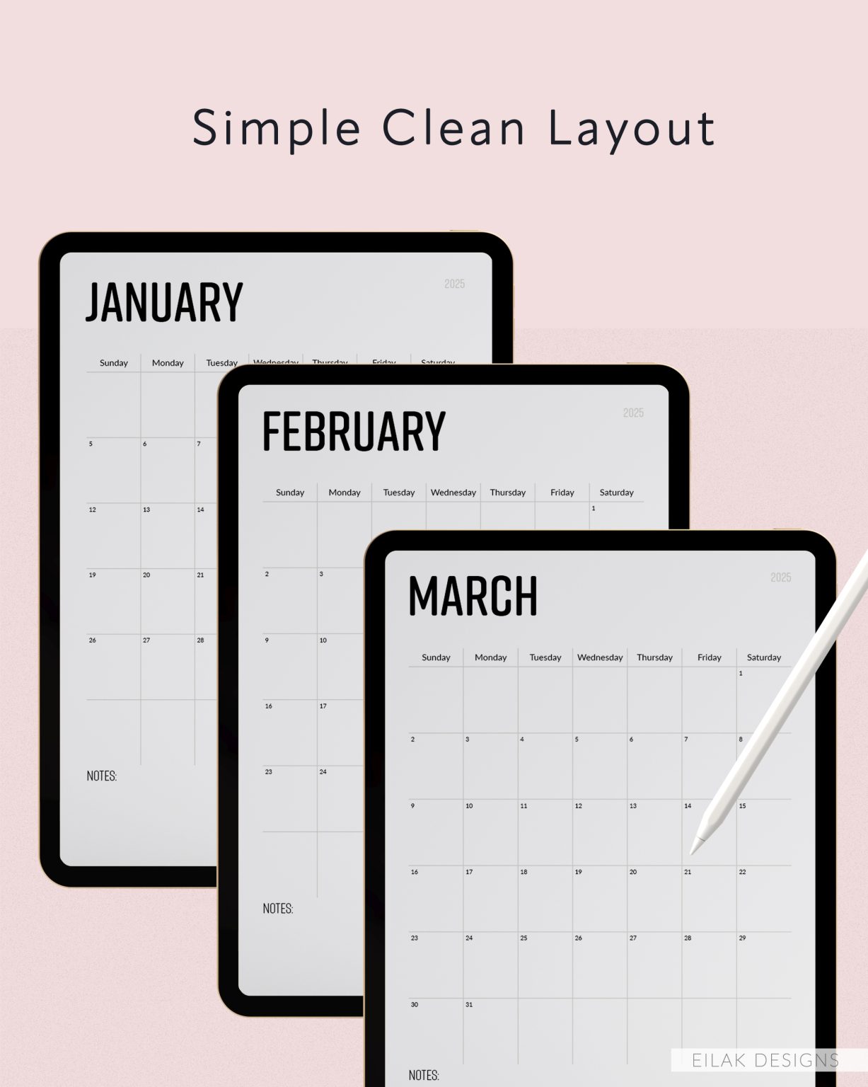 2025 Monthly Calendar Minimalistic | Digital Download